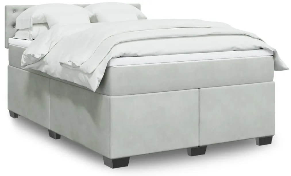 Box spring postel s matrací světle šedá 140x200 cm samet 3288642