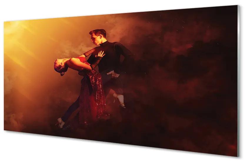 Obraz na skle Lidé tančí v dešti kouř 125x50 cm