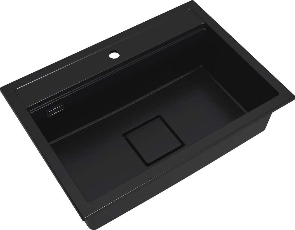 Gamma Quadro 7050, 1-komorový granitový dřez 700x500x220 mm, černá, GMA-ZLE000237