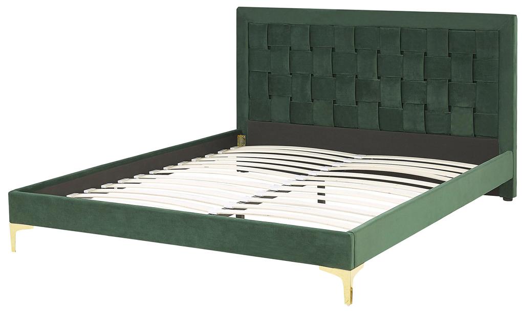 Sametová postel 160 x 200 cm zelená LIMOUX Beliani