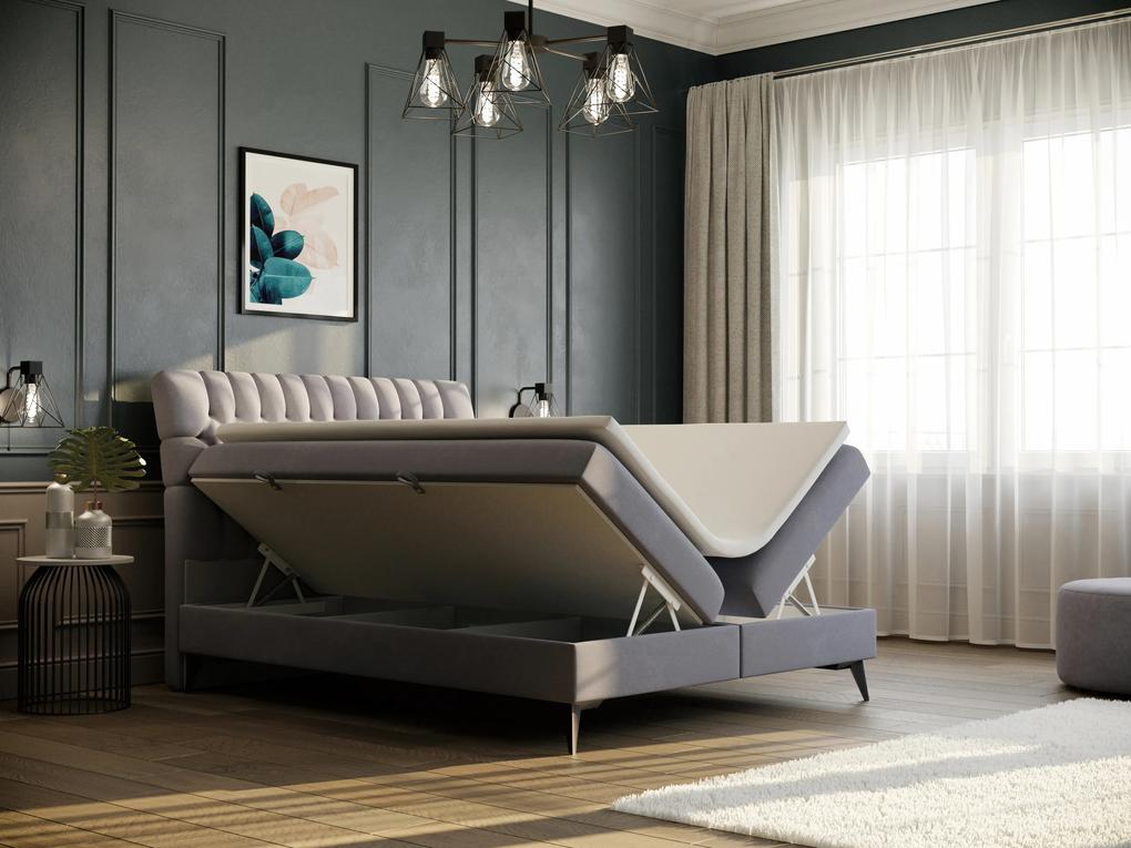 Kontinentální postel 160 cm Molera (fialová) (s úložným prostorem). 1020324