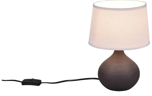 Tmavě hnědá stolní lampa z keramiky a tkaniny Reality Martin, výška 29 cm