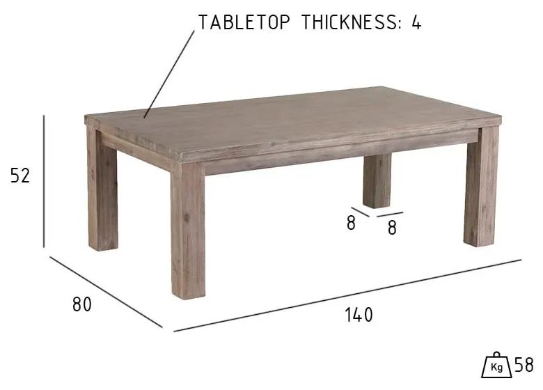 Konferenční stolek z akáciového dřeva Furnhouse Alaska, 140 x 80 cm