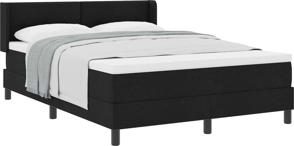 Postel s boxspringem s čelo Černý 200 x 140 cm textil 3341106