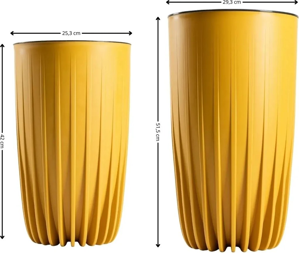 Sada 2 ks květináčů Stripped Eco hořčicová