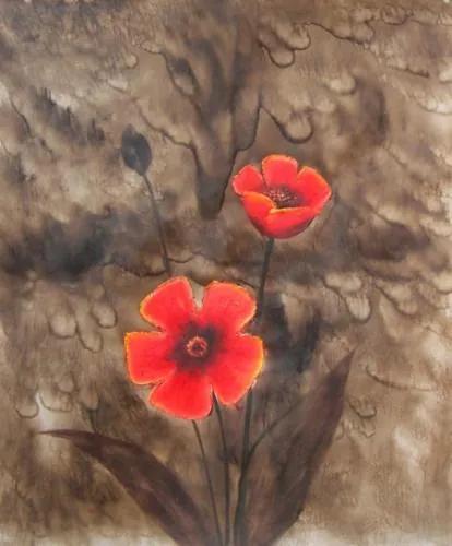 Červené květy - 120 x 90 cm