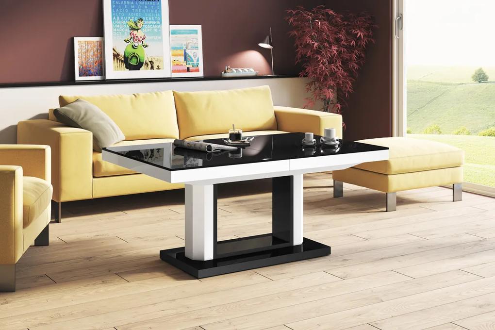 AURIS MINI černobílý - Luxusní konferenční stolek s proměnnou délkou i výškou
