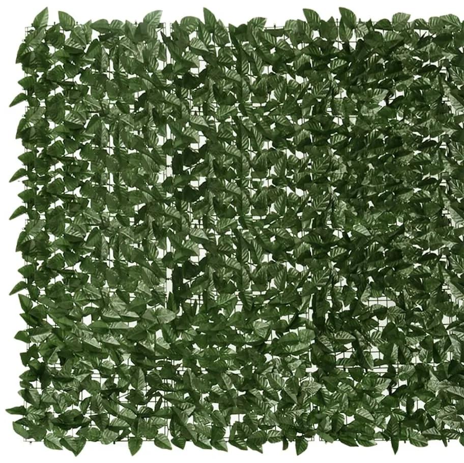 vidaXL Balkónová zástěna s tmavě zelenými listy 300 x 150 cm