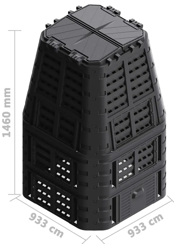 vidaXL Marketos Zahradní kompostér černý 93,3 x 93,3 x 146 cm 1000 l