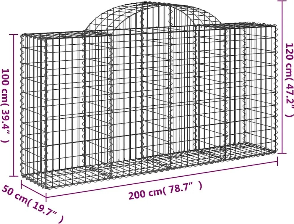 Klenuté gabionové koše 40ks 200x50x100/120cm pozinkované železo 3146338