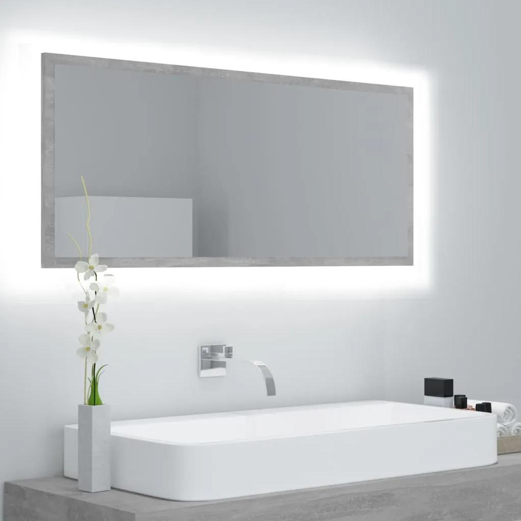 804944 vidaXL LED koupelnové zrcadlo betonově šedé 100x8,5x37 cm dřevotříska