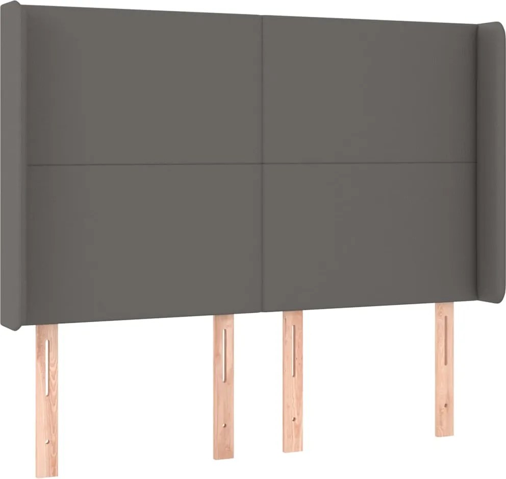 Čelo postele s LED šedé 147 x 16 x 118/128 cm umělá kůže 3123862