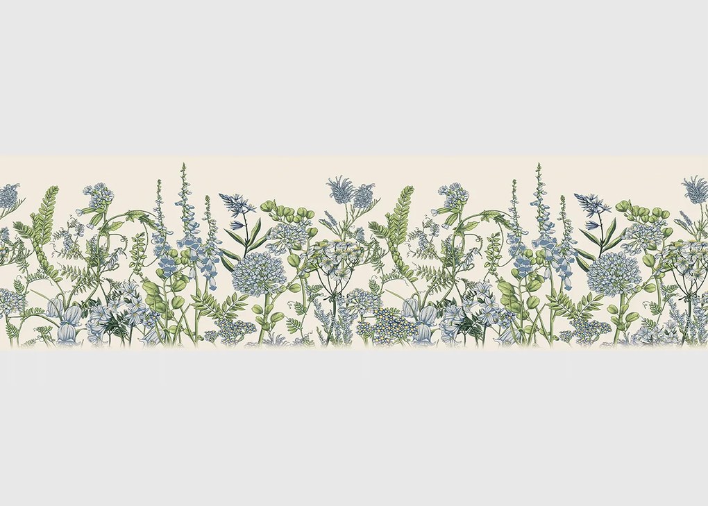 Samolepící bordura na zeď Květy Vikve na Béžové | 5 m x 13.8 cm | DWB8529