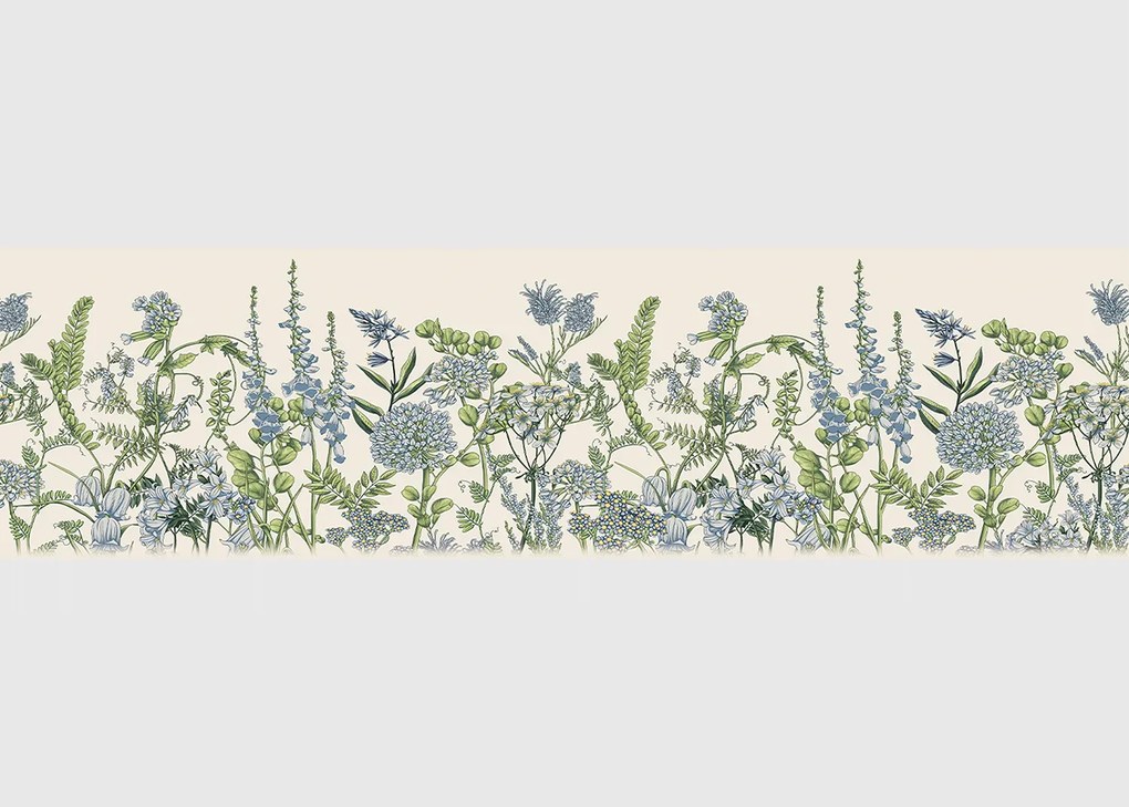 Samolepící bordura na zeď Květy Vikve na Béžové | 5 m x 13.8 cm | DWB8529