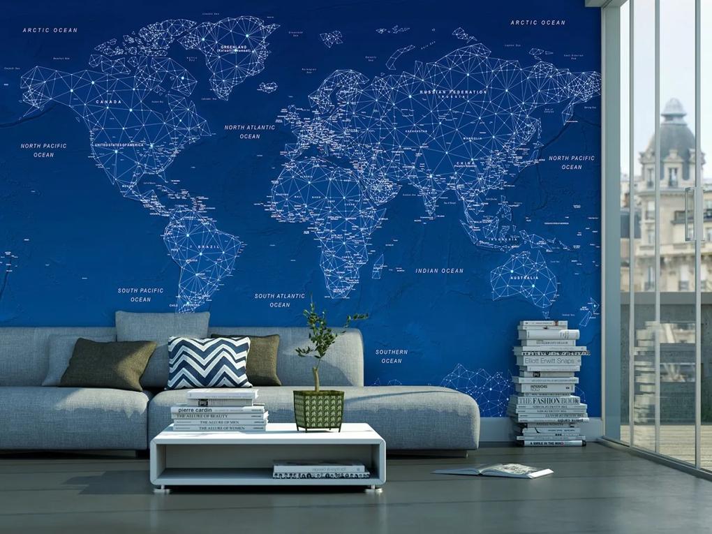 Tapeta Mapa světa modrá (150x105 cm) - Murando DeLuxe