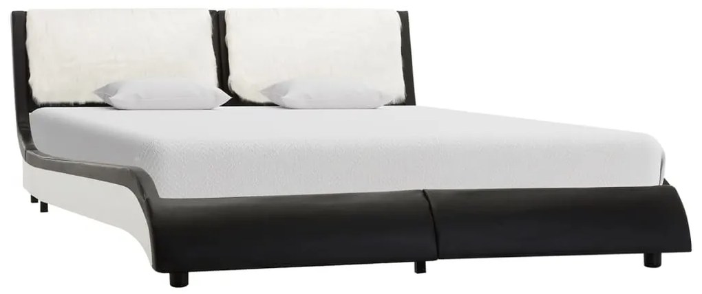 vidaXL Rám postele s LED světlem černý a bílý umělá kůže 120 x 200 cm