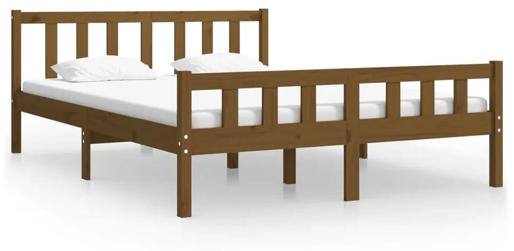 810662 vidaXL Rám postele medově hnědý masivní dřevo 140 x 190 cm