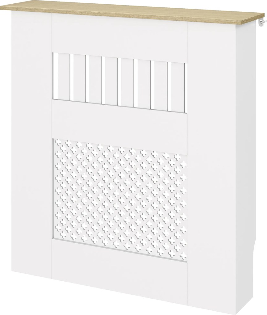 HOMCOM kryt radiátoru 78 x 19 x 81 cm, kryt radiátoru, moderní lamelový a voštinový design, bílá
