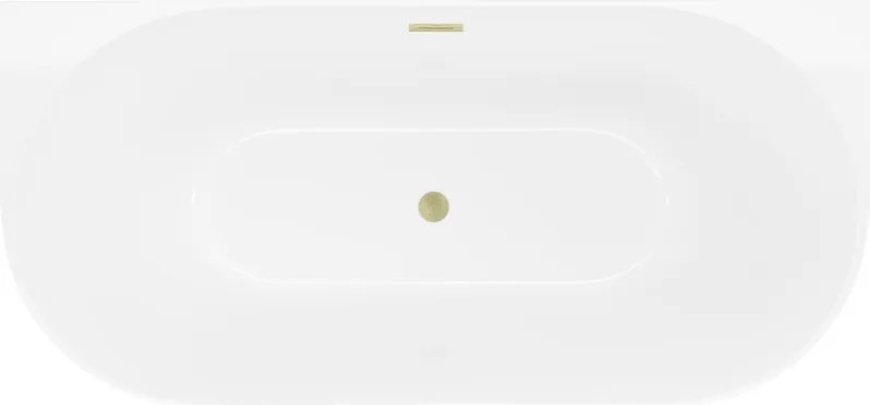 Mexen Oval Slim volně stojící nástěnná vana 170 x 80 cm, bílá, přepad zlatý kartáčovaný - 52661708000-55
