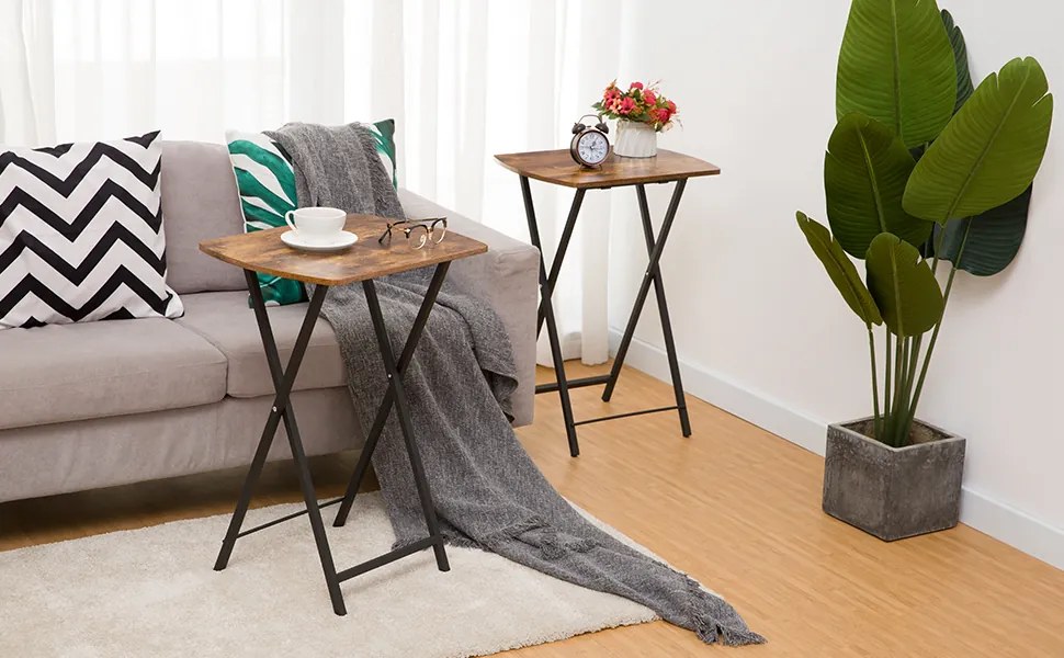 Skládací odkládací stolek Vasagle Fiona 48 cm hnědý/černý