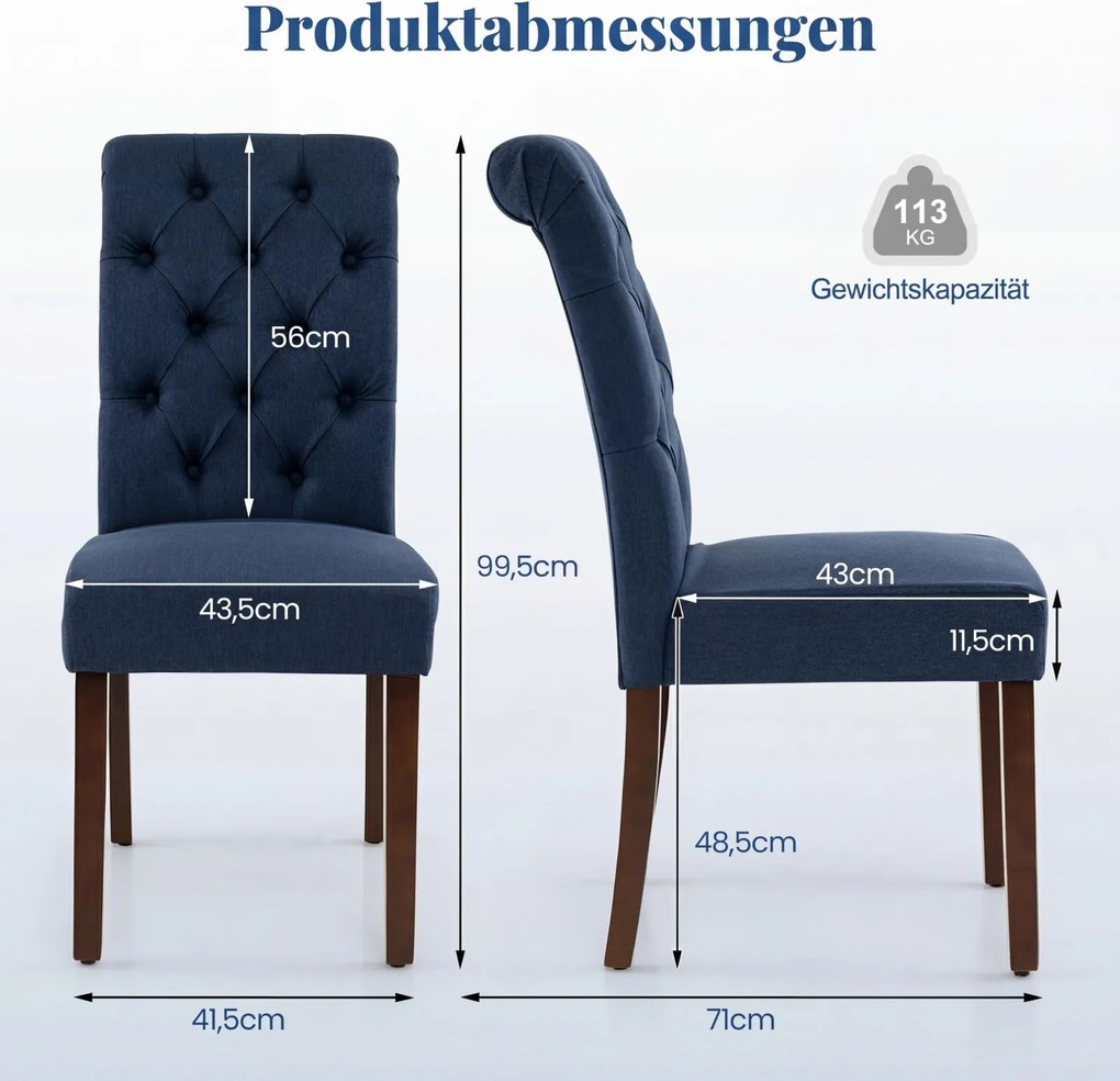 Costway Sada 2 jídelních židlí s polstrovaným sedákem a opěradlem