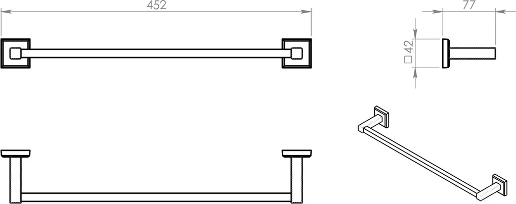 Gedy, COLORADO držák ručníků 450x80mm, chrom, 692145