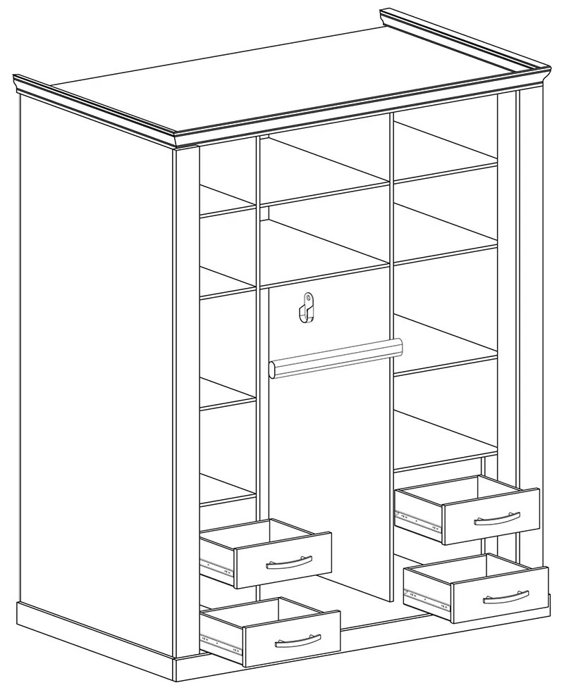 Antica K | šatní skříň A183 | 185 cm | kraft zlatý