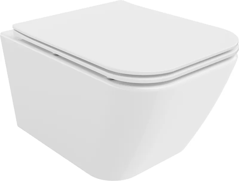 Mexen Madox, Rimless závěsná wc mísa 515x365x350 mm s pomalu padajícím sedátkem SLIM z duroplastu, bílá, 30154000