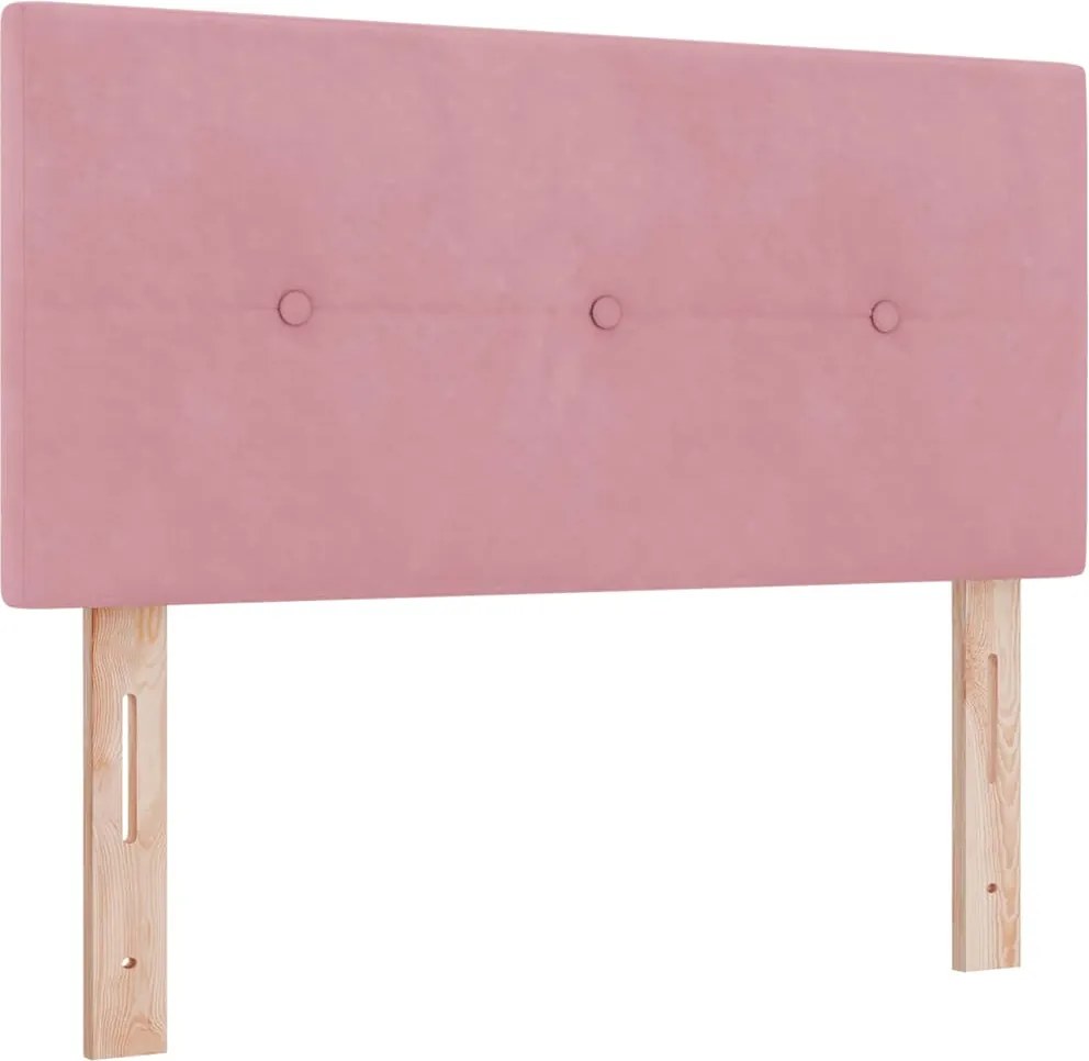Postel s boxspringem s čelo Růžová 120 x 190 cm samet 3339163