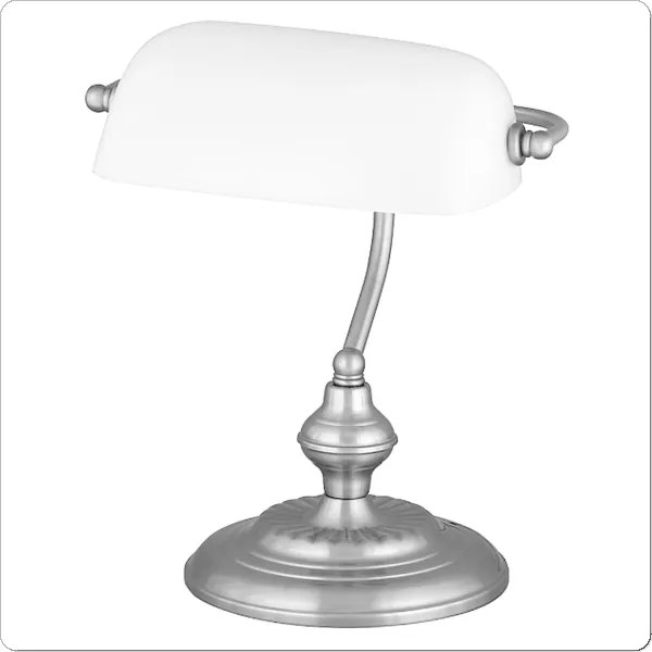 Retro kovová kancelářská stolní bankéřská lampa bílá