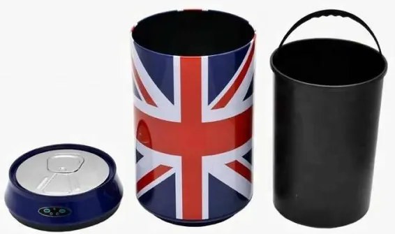 Bezdotykový odpadkový koš 30l nápojová plechovka UK vlajka