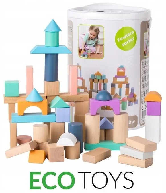 ECOTOYS Dřevěné kostky Eco Toys 100 ks