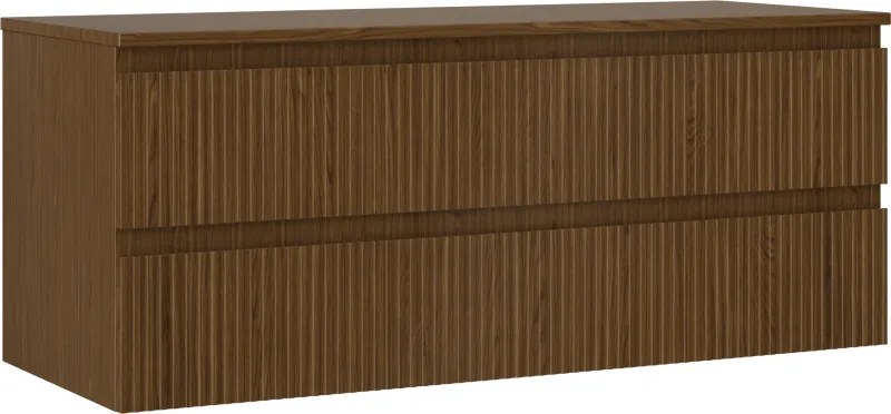 Mexen Rivel, koupelnová skříňka 120 cm s horní deskou, 2 zásuvky, drážkovaná, ořech, 91A20-12047-2-BFFC86