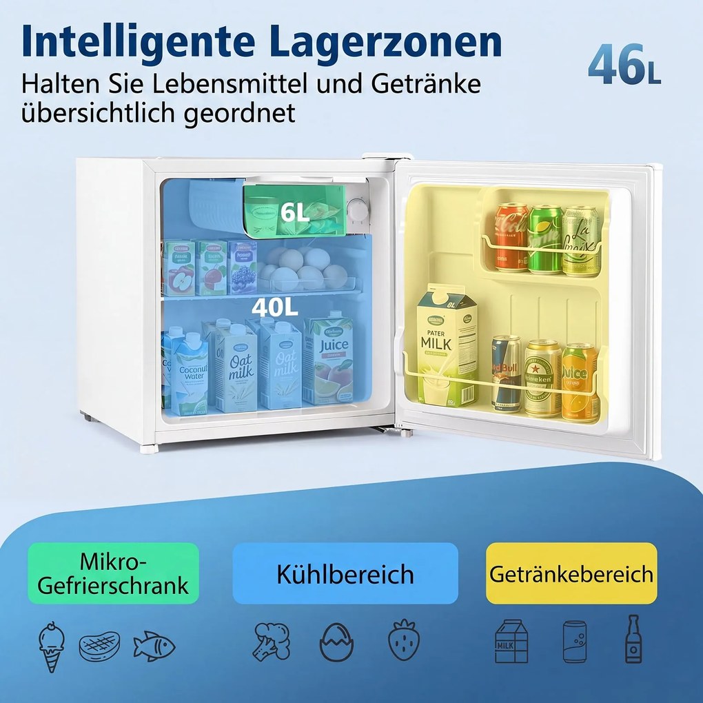 Costway 46 L Mini Fridge Malá chladnička na nápoje s 5 Nastavitelné úrovně