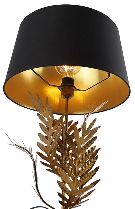 Stolní lampa zlatá s odstínem černé bavlny 40 cm - Botanica