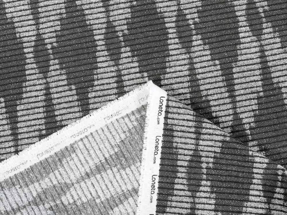 Biante Dekorační závěs Leona LN-048 Tmavě šedé obrazce a proužky 130x150 cm