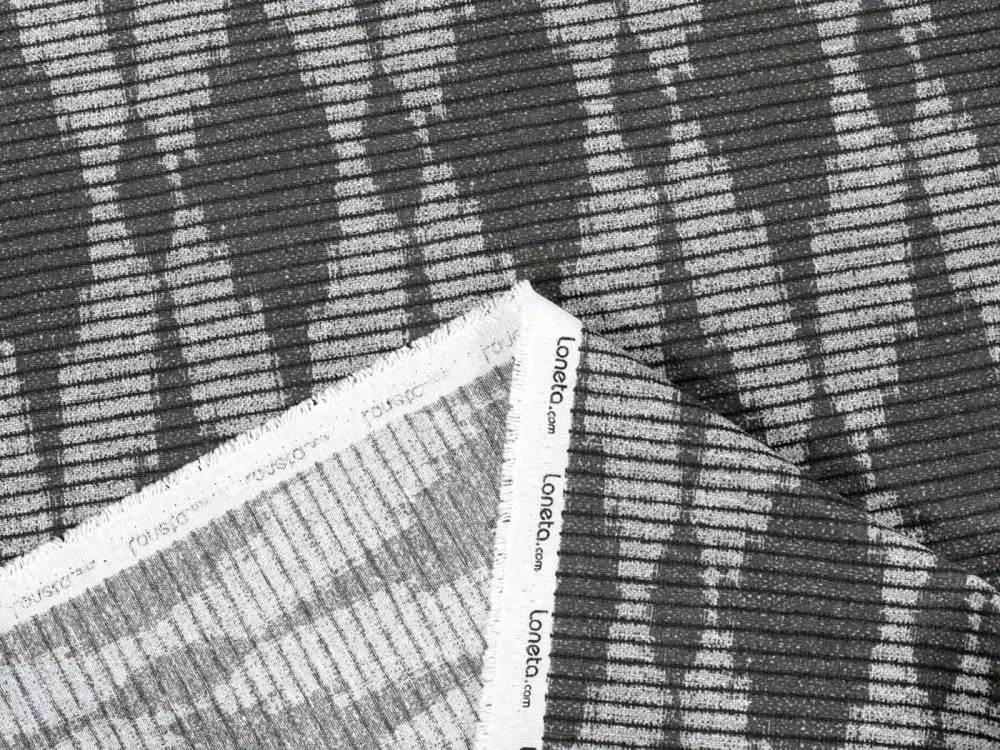 Biante Dekorační závěs Leona LN-048 Tmavě šedé obrazce a proužky 130x260 cm