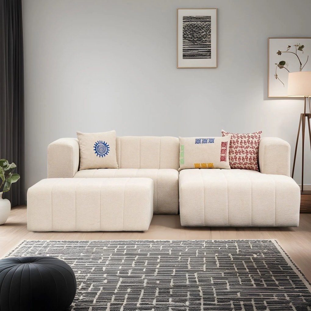 Hanah Home Rohová pohovka BEYZA MINI pravá krémová