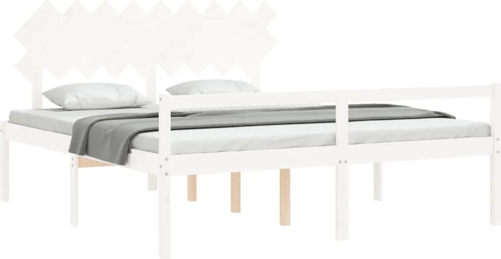 Postel s čelem pro seniory bílý Super King Size masivní dřevo 3195562
