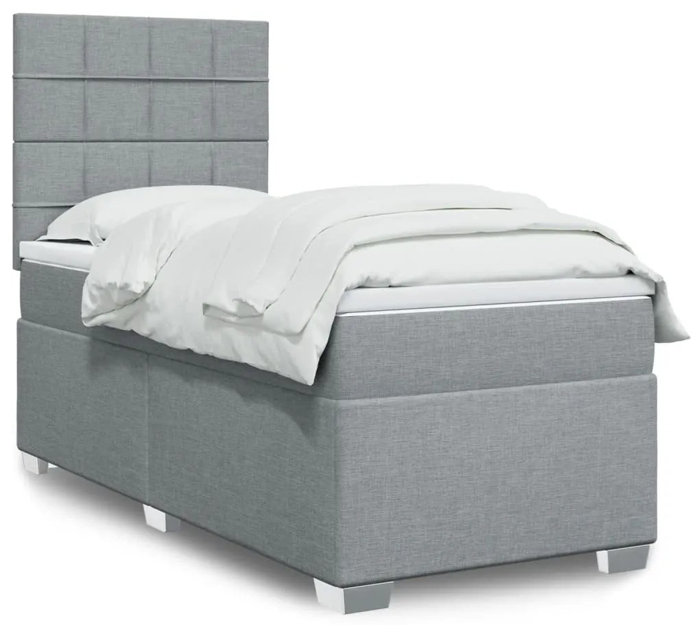 Box spring postel s matrací světle šedá 90x200 cm textil 3292671
