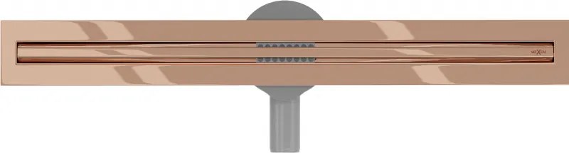 Mexen Flat nerezový sprchový žlab s rotačním 360° sifonem 60 cm, vzor SLIM, růžovo-zlatá, 1641060