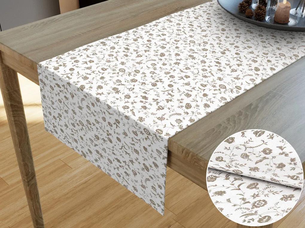 Goldea bavlněný běhoun na stůl - vzor kytičky na bílém 50x180 cm