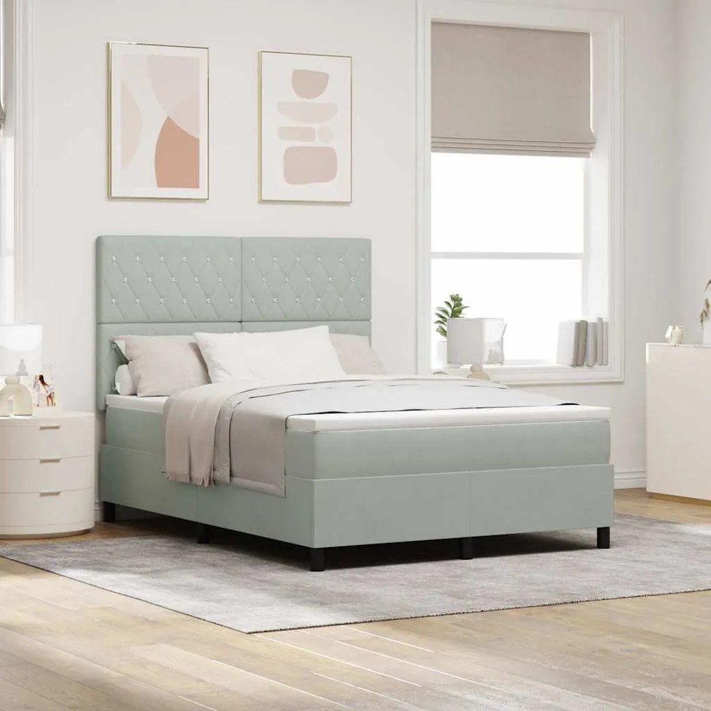 Postel s boxspringem s matrací Světle šedá 160 x 200 cm samet 3339776
