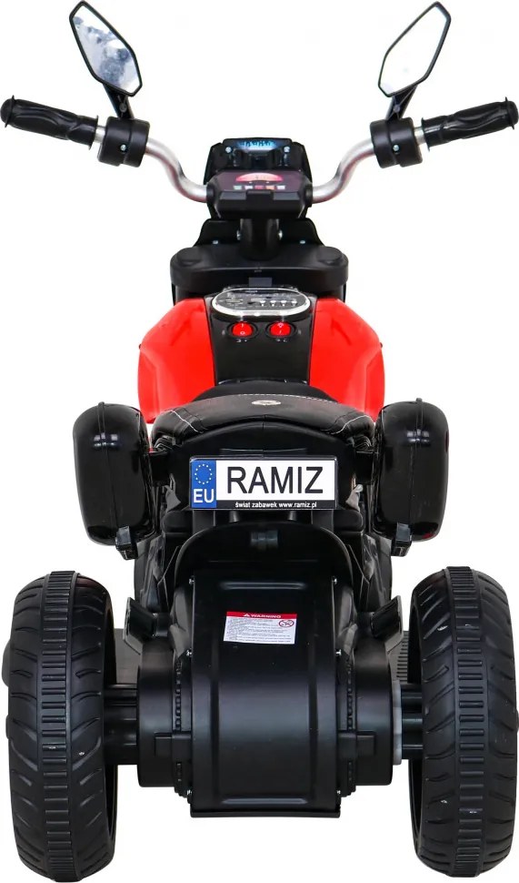 Ramiz Motorka Fast Tourist na baterie pro děti červená + audio + světla + ekokůže
