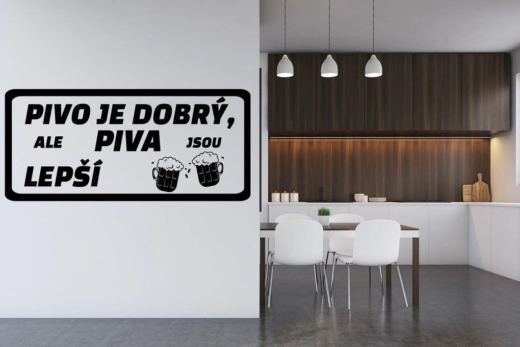 Samolepka na zeď Piva jsou lepší Barevná varianta: Černá, Velikost (šířka x výška): 50x23cm