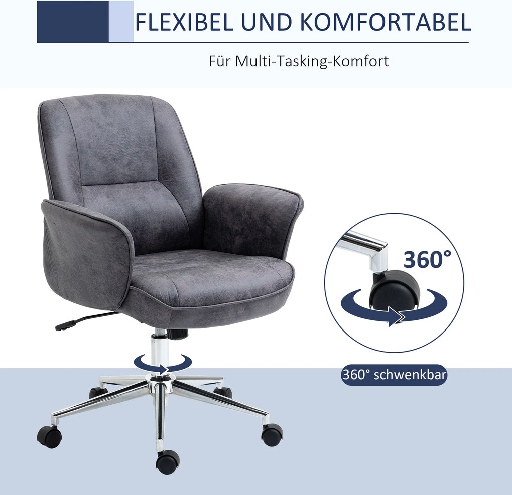 Kancelářská židle Vinsetto XXL, ergonomická kancelářská židle s houpací funkcí, výškově nastavitelná, max. nosnost 120 kg, šedá