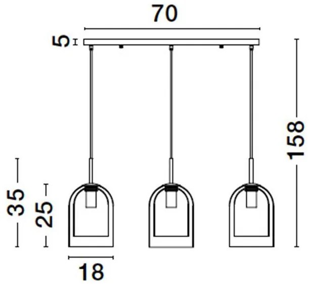 Nova Luce Závěsné svítidlo VELOR dvouvrstvé kouřové sklo E27 3x12W