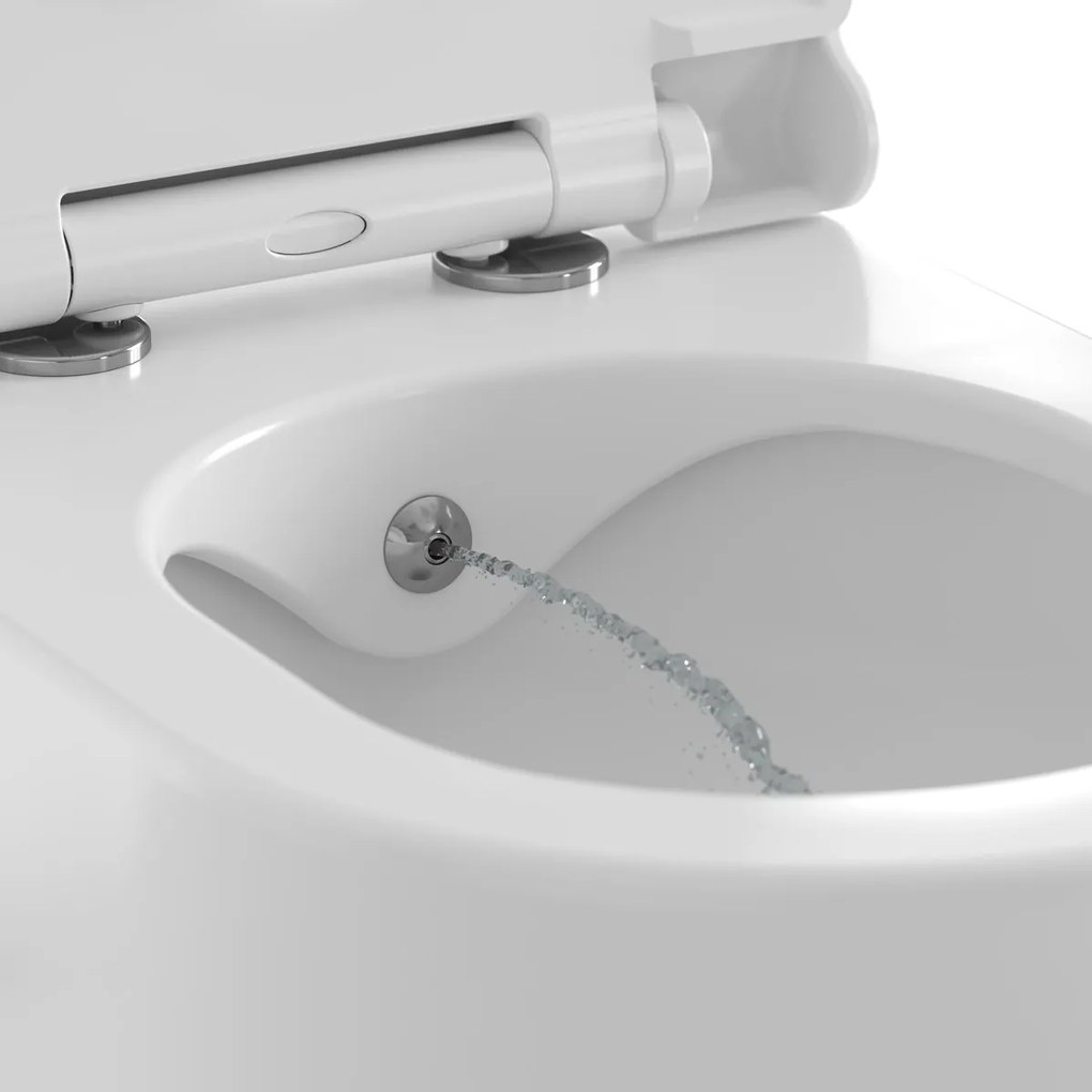 Ravak WC bidet Uni Chrome RimOff závěsný 36 x 51 x 35 cm integrovaná baterie a bidetová sprška bílá X01912
