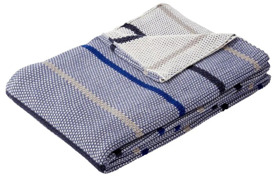 Modrá bavlněná deka Hübsch Rami, 130 x 200 cm