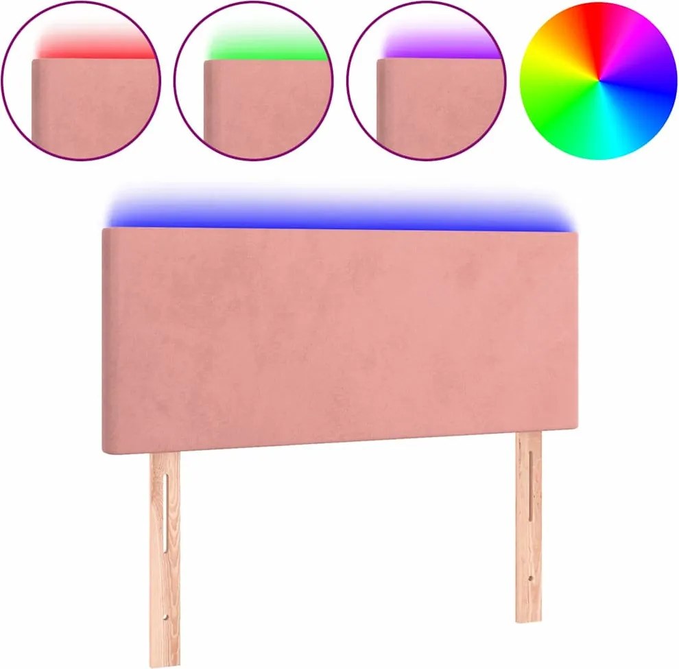 Čelo postele s LED růžové 90x5x78/88 cm samet 3121373